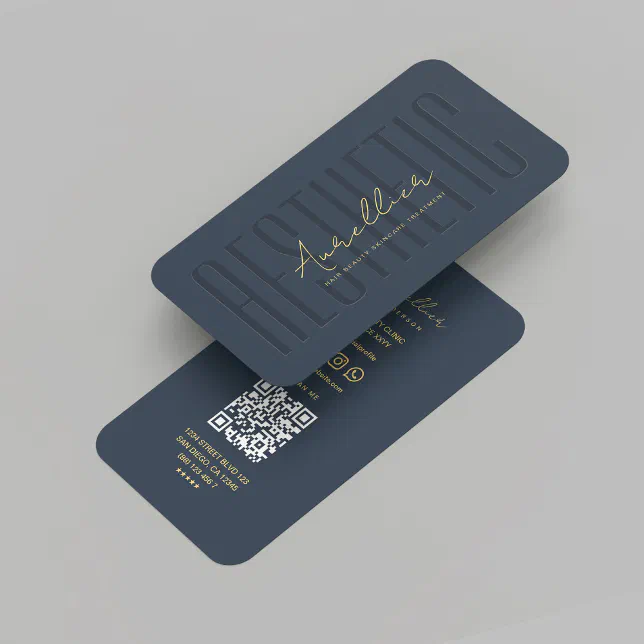 Modern Beauty Skincare Esthetician Dark Blue Business Card | Zazzle