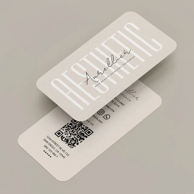 Modern Beauty Stylist Aesthetic Sand Beige Business Card | Zazzle