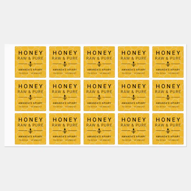 Modern Bee Icon Honey Apiary Labels | Zazzle