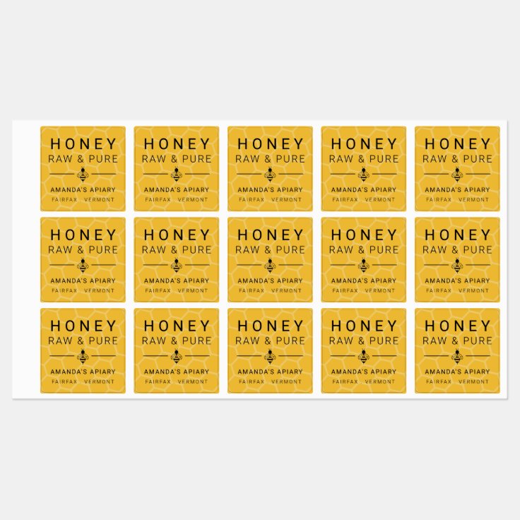 Modern Bee Icon Honey Apiary Labels | Zazzle