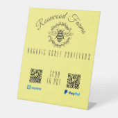 Modern Bee Wreath QR Code Payment Pedestal Sign | Zazzle