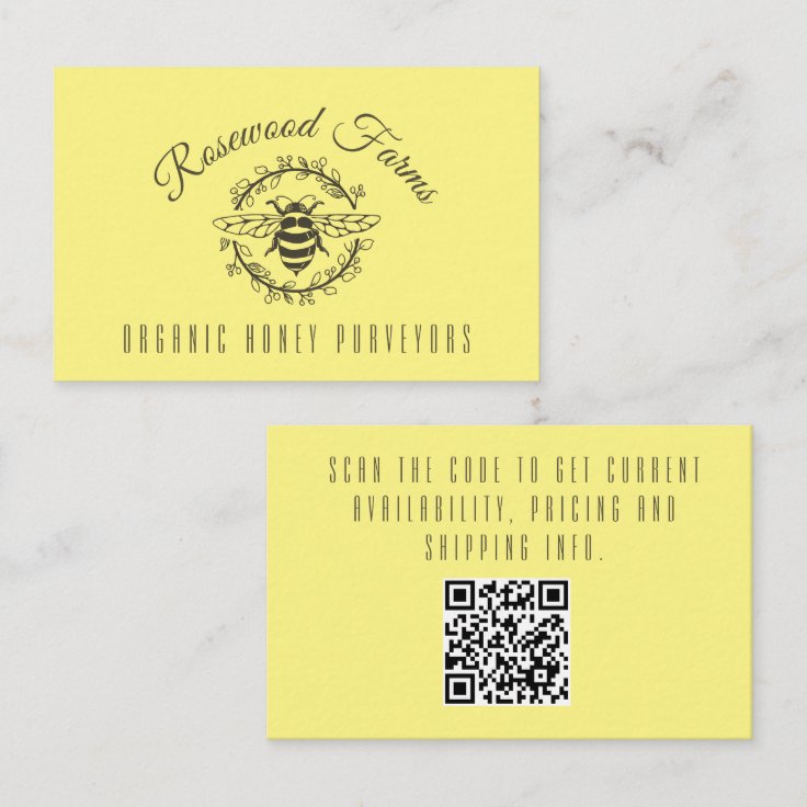 Modern Bee Wreath with QR Code Business Card | Zazzle