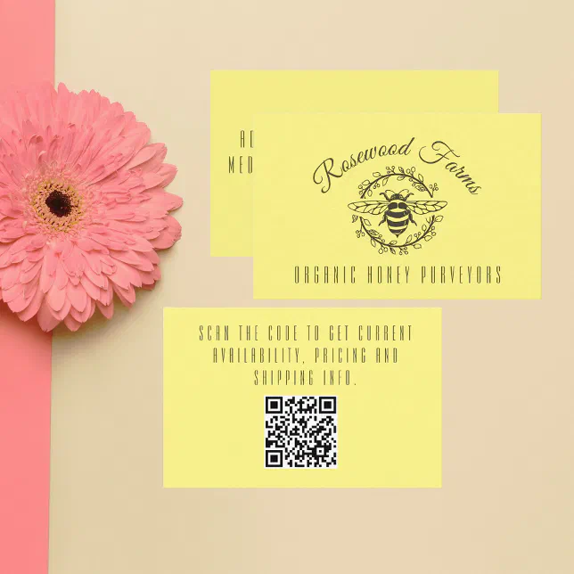 Modern Bee Wreath with QR Code Business Card | Zazzle Modern Bee Wreath with QR Code Business Card | Zazzle