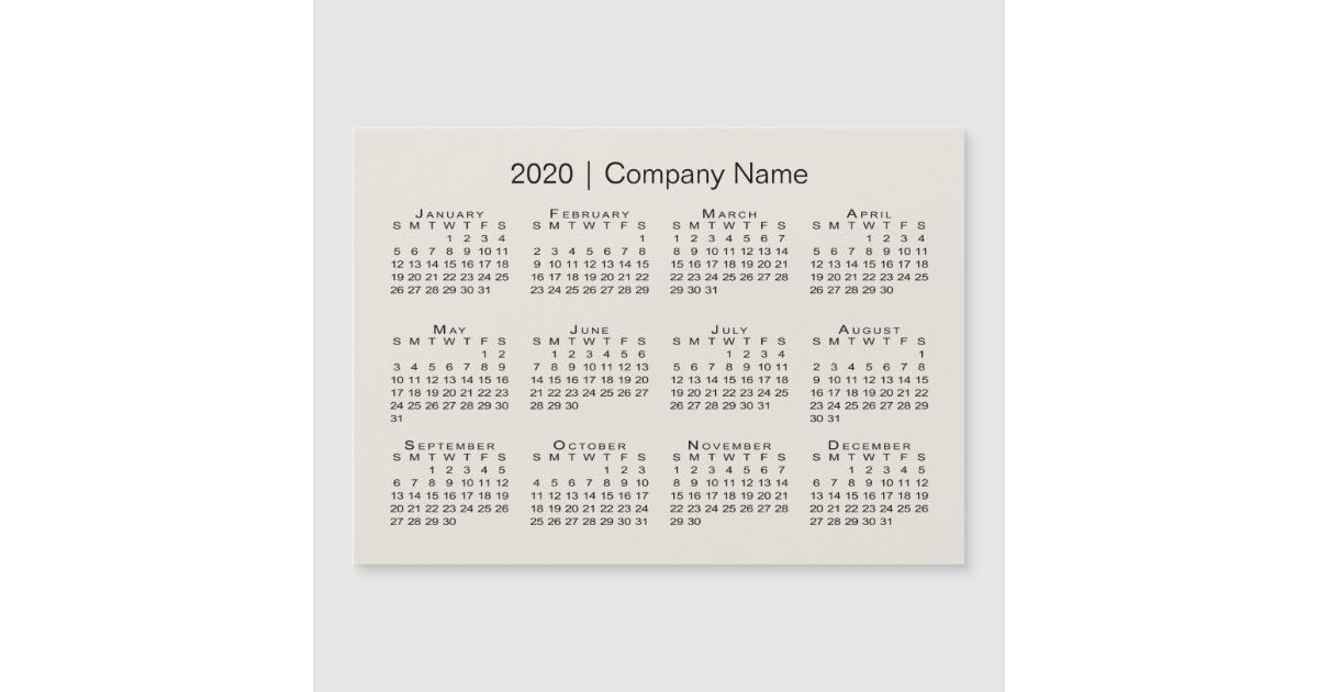 Modern Beige 2020 Calendar with Company Name | Zazzle