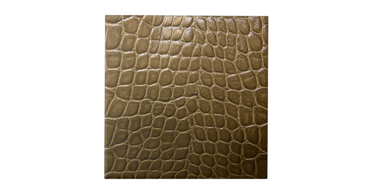 modern beige brown alligator crocodile leather tile | Zazzle