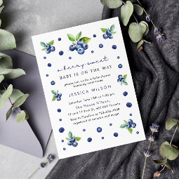 Modern Berry Sweet Baby Shower Blueberries Invitation | Zazzle
