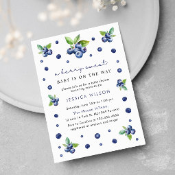 Modern Berry Sweet Baby Shower Blueberries Invitation | Zazzle