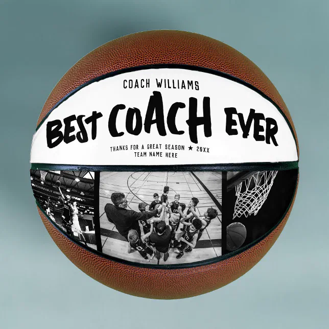 Modern BEST COACH EVER Cool Street Style Collage Basketball | Zazzle