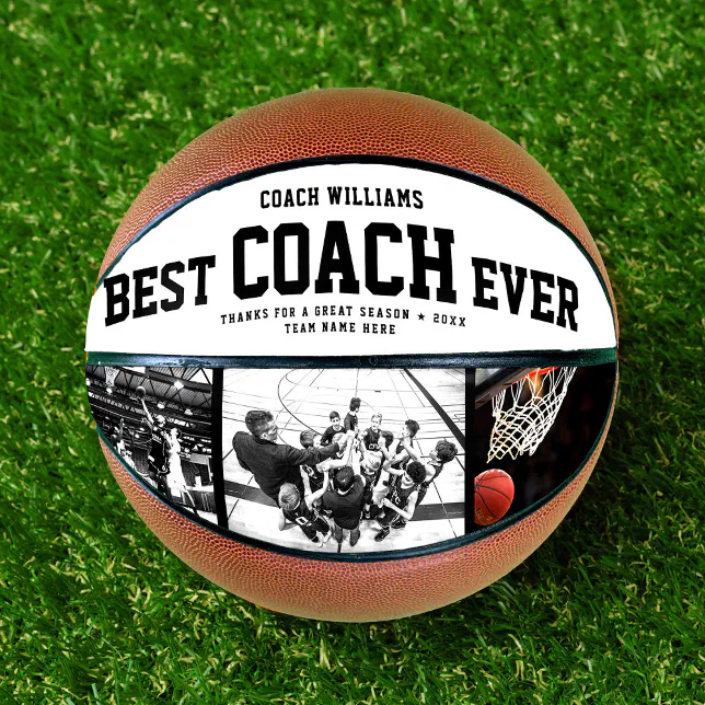 Modern BEST COACH EVER Cool Trendy Color Photos Basketball | Zazzle