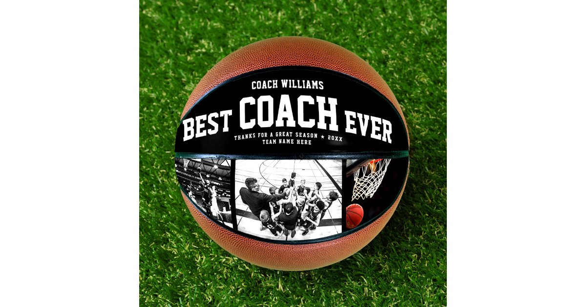Modern BEST COACH EVER Cool Trendy Photo Collage Basketball | Zazzle
