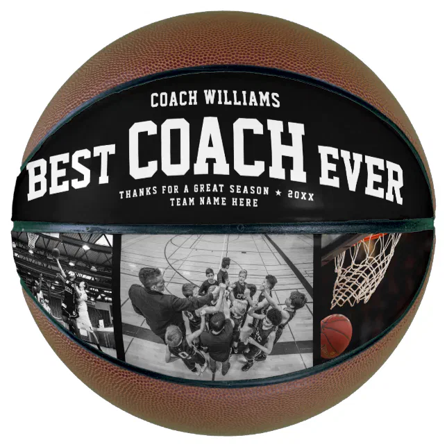 Modern BEST COACH EVER Cool Trendy Photo Collage Basketball | Zazzle
