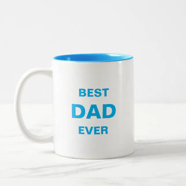 Modern Best Dad Calligraphy in Turquoise Blue Two-Tone Coffee Mug | Zazzle