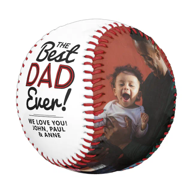 Modern Best Dad Ever Photo Collage Father`s Day Baseball | Zazzle