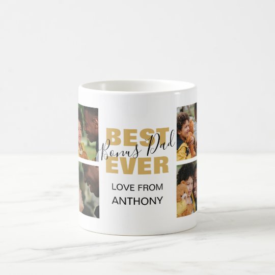 Modern Best Ever Bonus Dad | Photo Collage Coffee Mug | Zazzle.com