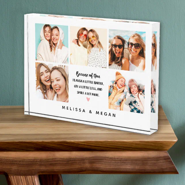 Modern Best Friends 5 Photo Collage Block | Zazzle