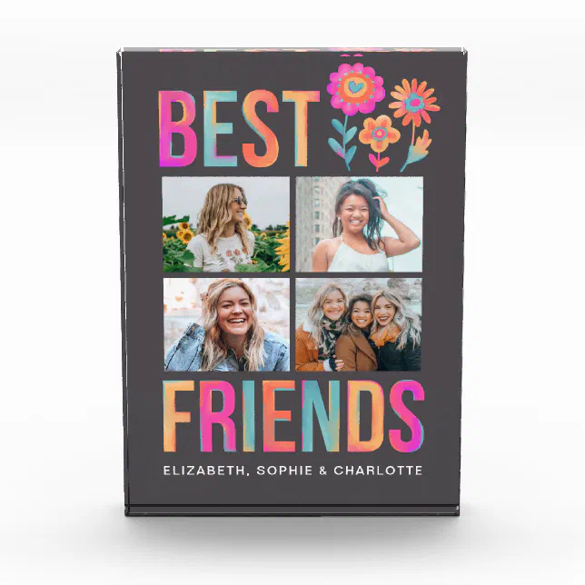 Modern Best Friends Collage Photo Block | Zazzle