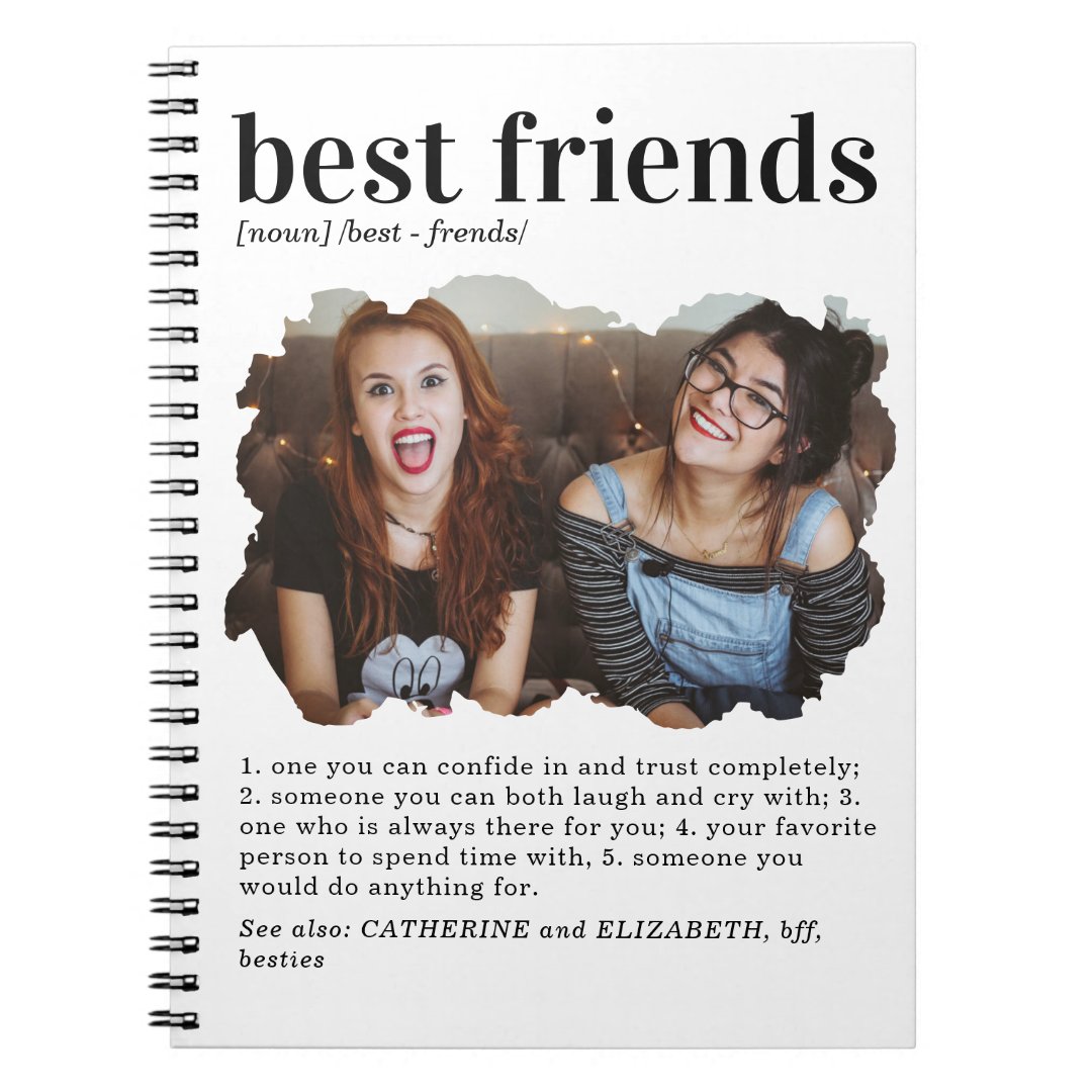 Modern Best Friends Dictionary Definition Photo Notebook | Zazzle
