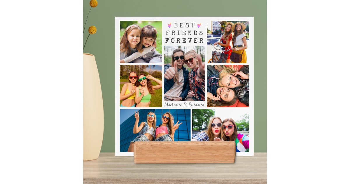 Modern BEST FRIENDS FOREVER 7 Photo Collage Holder | Zazzle