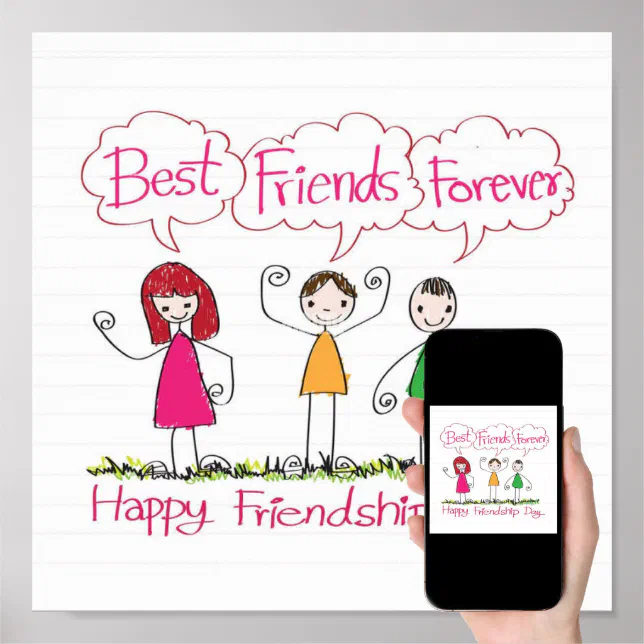 Modern BEST FRIENDS FOREVER Poster | Zazzle