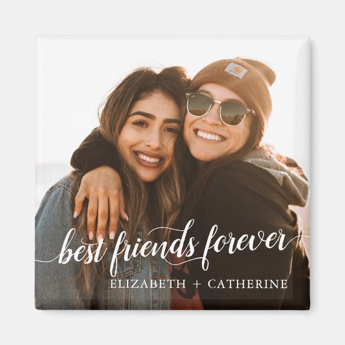 Modern Best Friends Forever Script Names 2 Photo Magnet | Zazzle.com