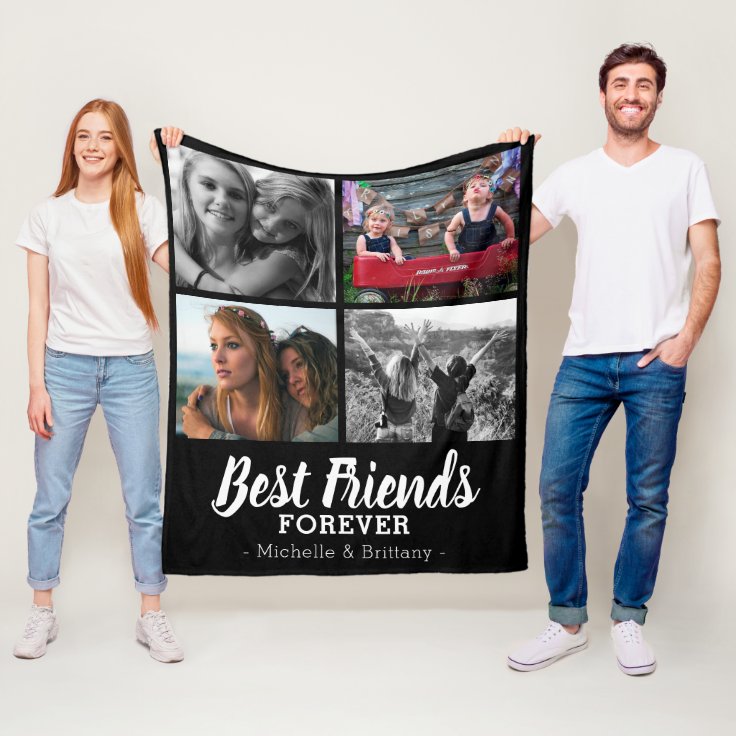 Modern Best Friends Photo Fleece Blanket | Zazzle