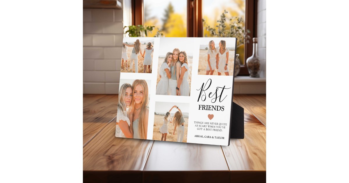 Modern Best Friends Photo Grid Keepsake Gift Plaque | Zazzle