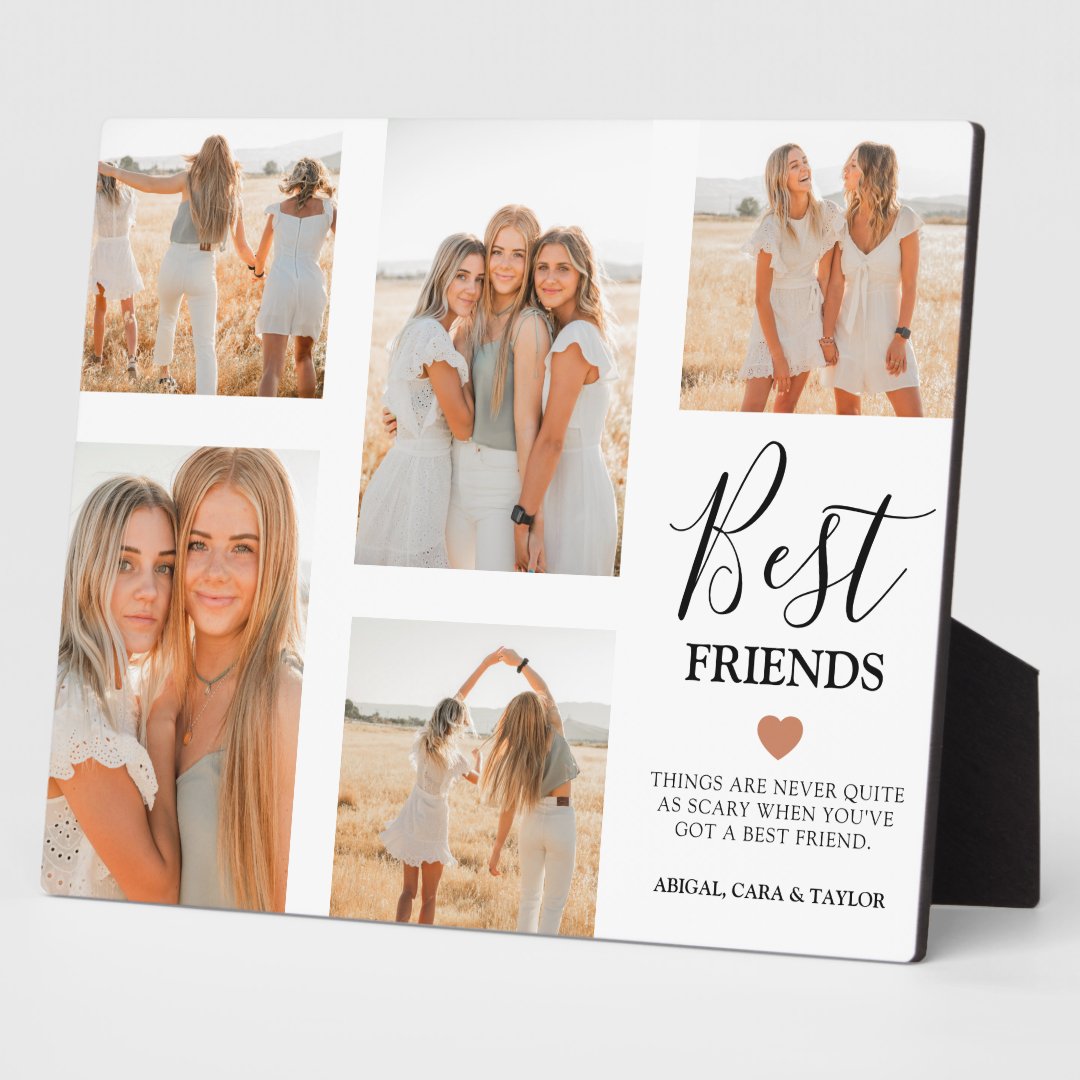 Modern Best Friends Photo Grid Keepsake Gift Plaque | Zazzle
