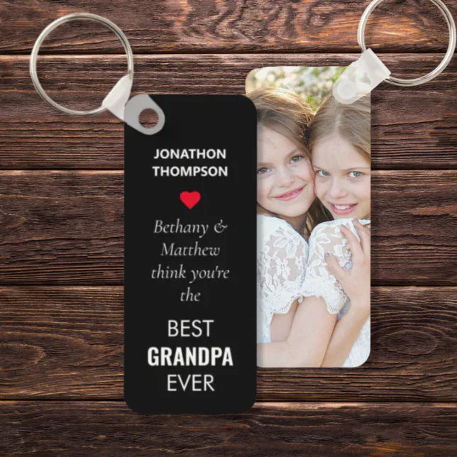 Modern Best Grandpa Ever Name Photo Keychain | Zazzle