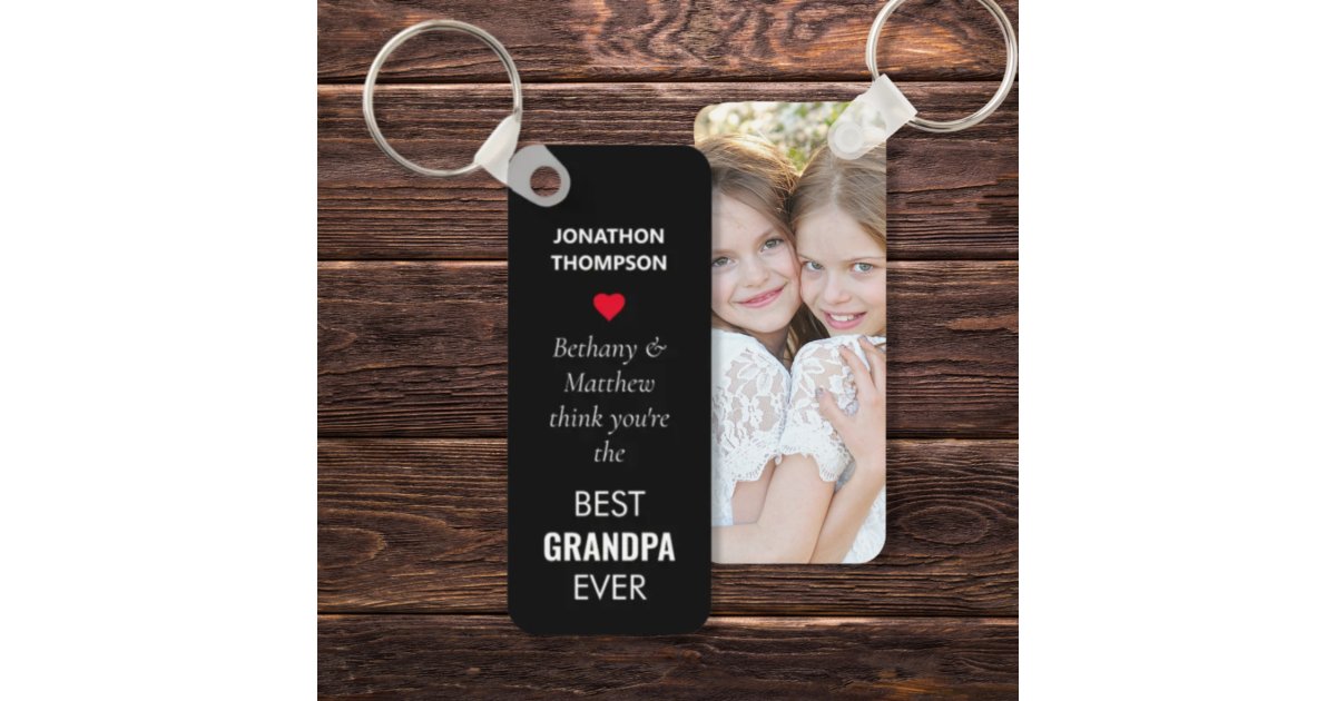 Modern Best Grandpa Ever Name Photo Keychain | Zazzle