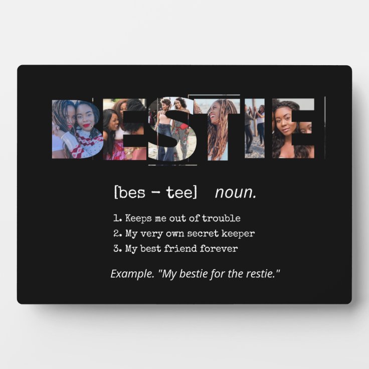 Modern Bestie BFF Best Friends Photo Collage Cute Plaque | Zazzle