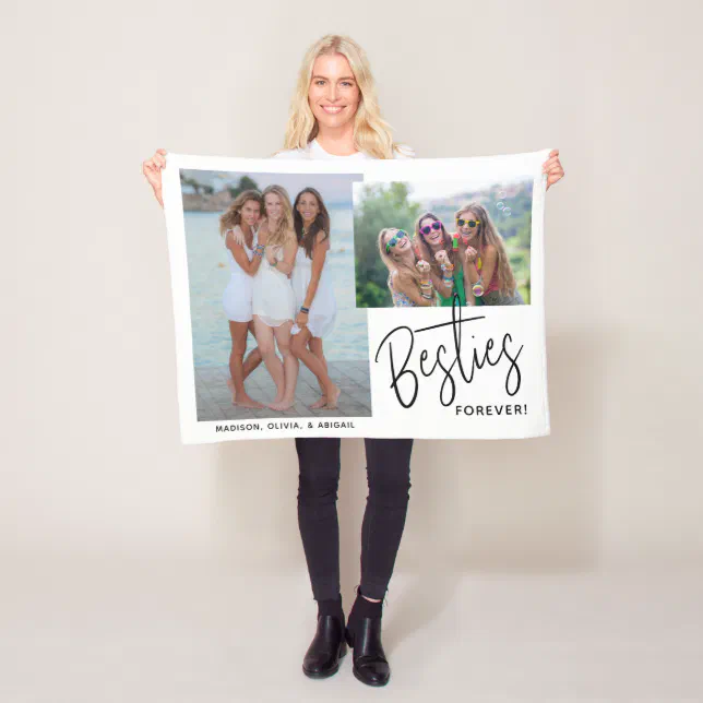 Modern Besties 2 photos Best Friends Forever Fleece Blanket | Zazzle