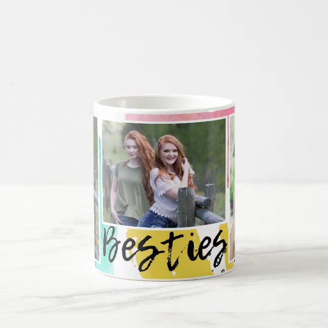 Modern Besties Typography 3 Photo Collage Coffee Mug | Zazzle