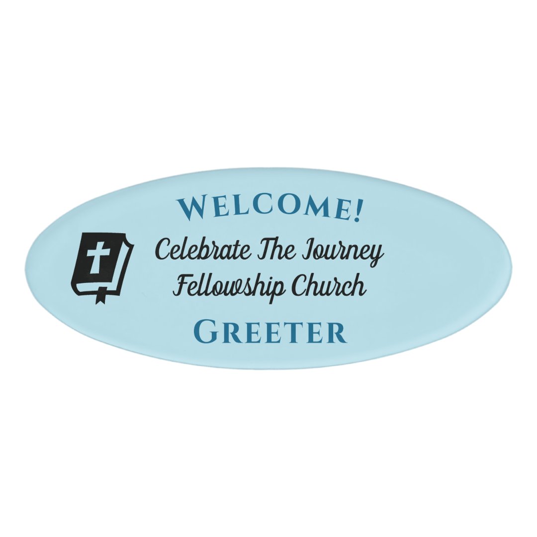 Modern Bible Christian Church Greeter Welcome Name Tag | Zazzle