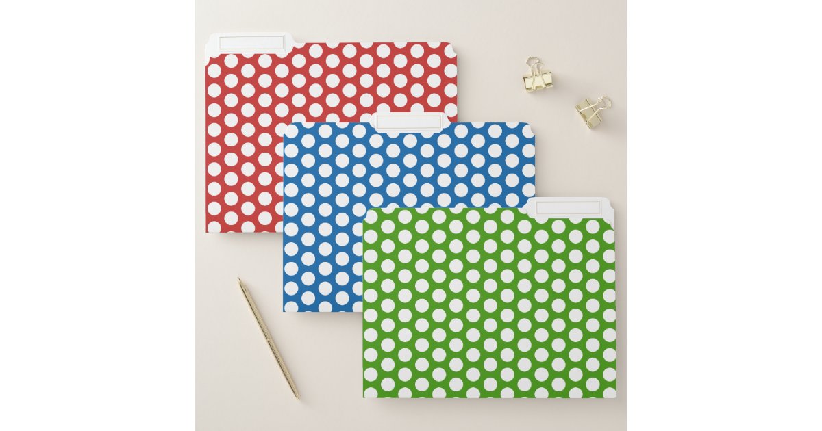Modern big polka dots pattern print custom file folder | Zazzle