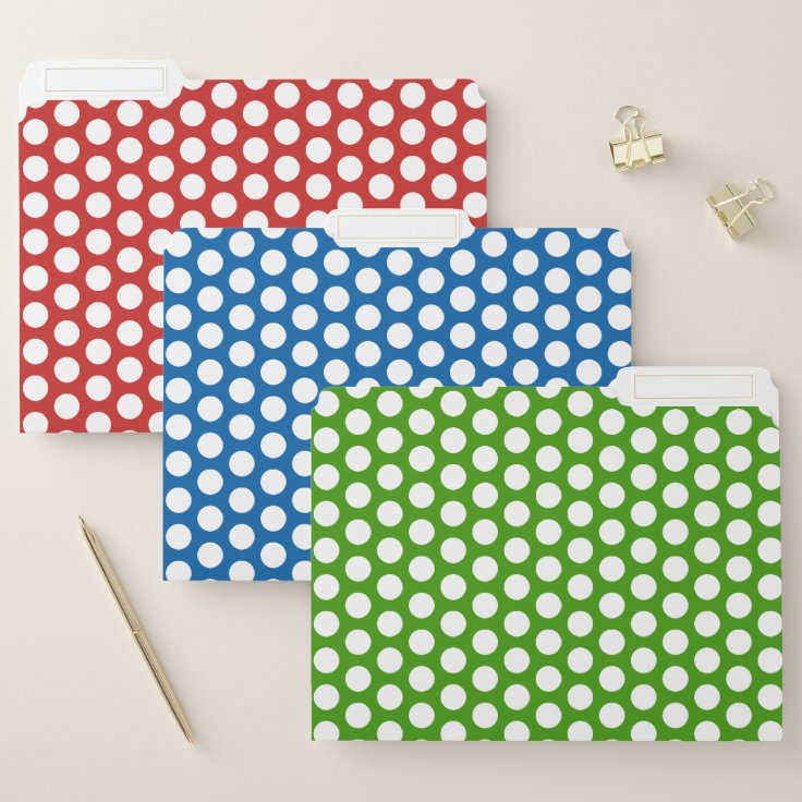 Modern big polka dots pattern print custom file folder | Zazzle