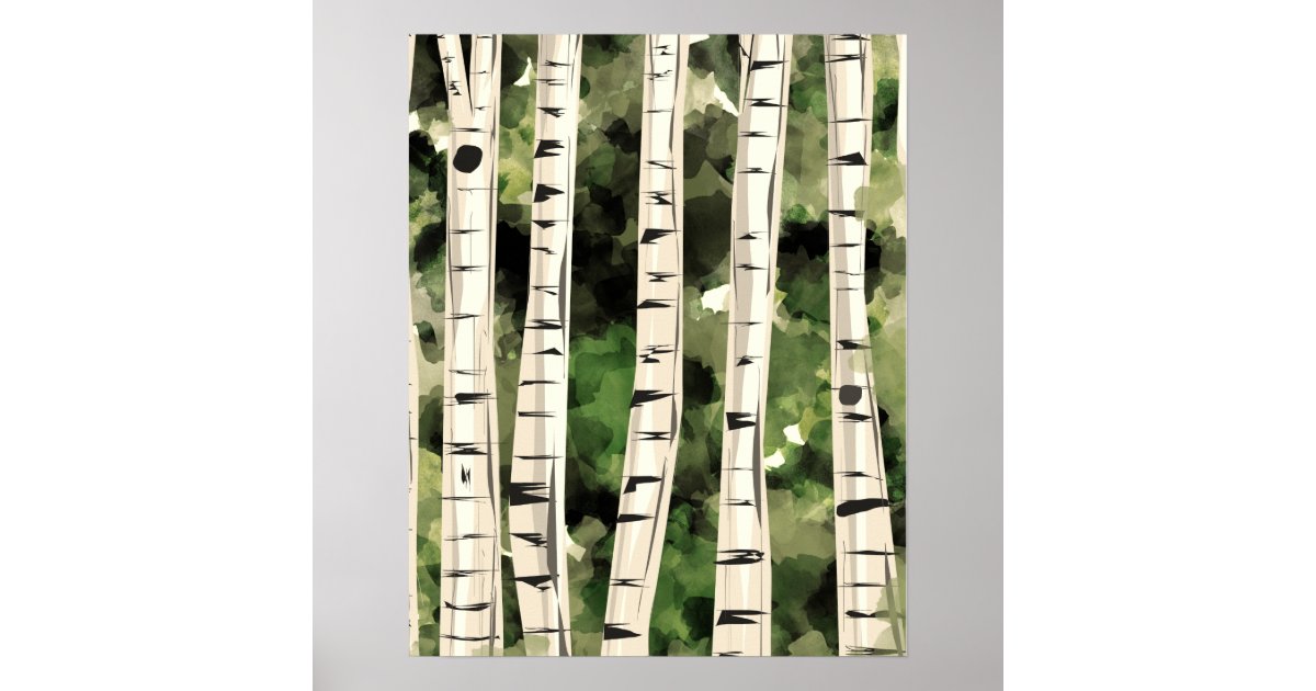 Modern Birch Trees Forest 16x20 Poster | Zazzle