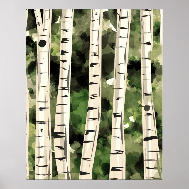 Modern Birch Trees Forest 16x20 Poster | Zazzle
