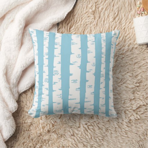 Modern Birch Trees Striped Decorative Throw Pillow | Zazzle