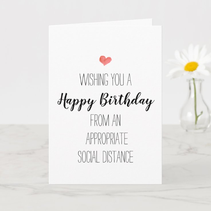 Modern birthday minimalist social distancing card | Zazzle