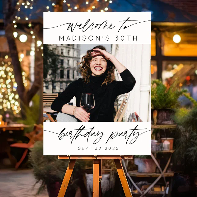 Modern Birthday Party Photo Welcome Foam Board | Zazzle