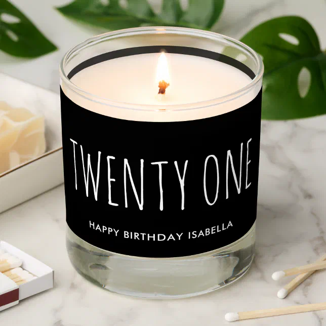 Modern Black | 21st Birthday | Scented Jar Candle | Zazzle