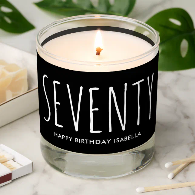 Modern Black | 70th Birthday | Scented Jar Candle | Zazzle