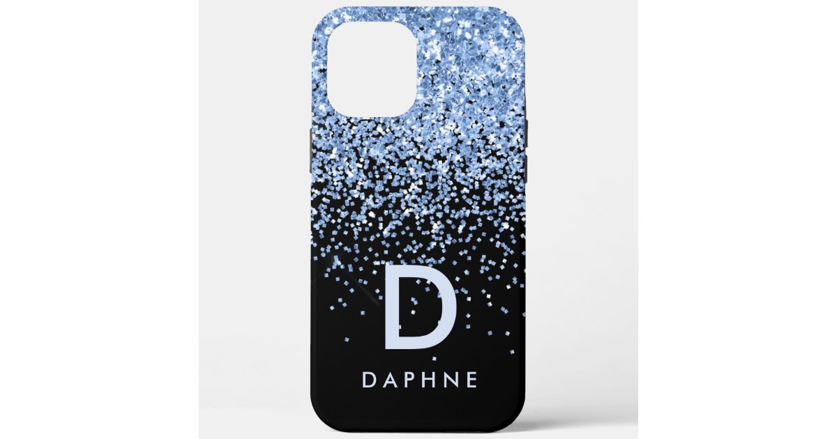 Modern black and blue glitter initial monogram Case-Mate iPhone case ...