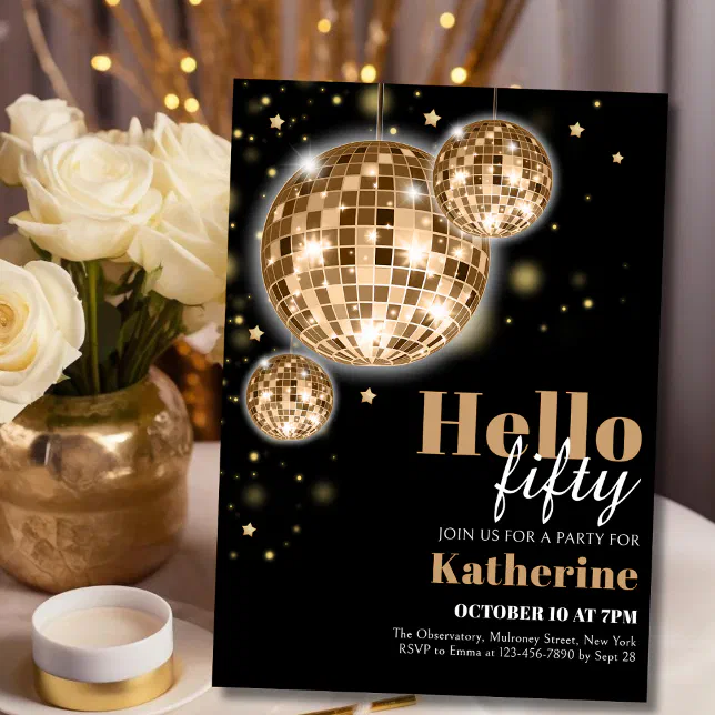Modern Black and Gold 50th Birthday Invitation | Zazzle