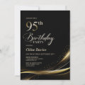 Modern Black and Gold 95th Birthday Party Invitation | Zazzle