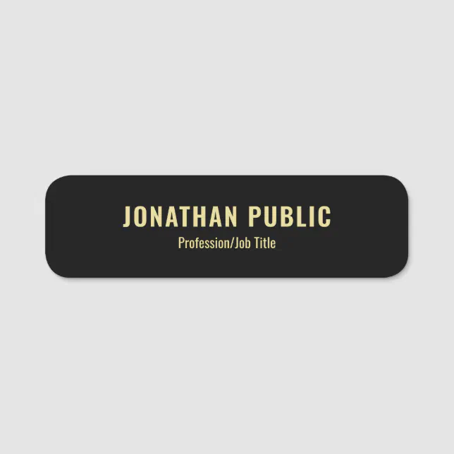 Modern Black And Gold Employee Staff Professional Name Tag | Zazzle