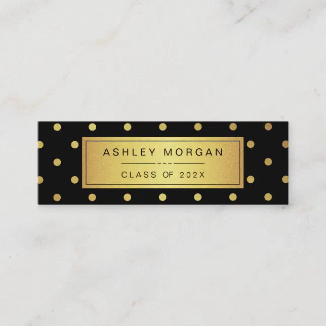 Modern Black and Gold Glitter Graduation Name Card | Zazzle