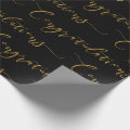 Modern Black and Gold Lettering Congratulations Wrapping Paper | Zazzle
