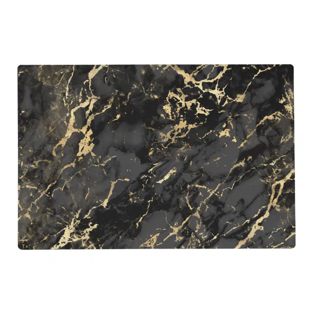 Modern Black and Gold Marble Pattern Placemat | Zazzle