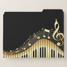 Modern Black And Gold Music Notes Design File Folder | Zazzle